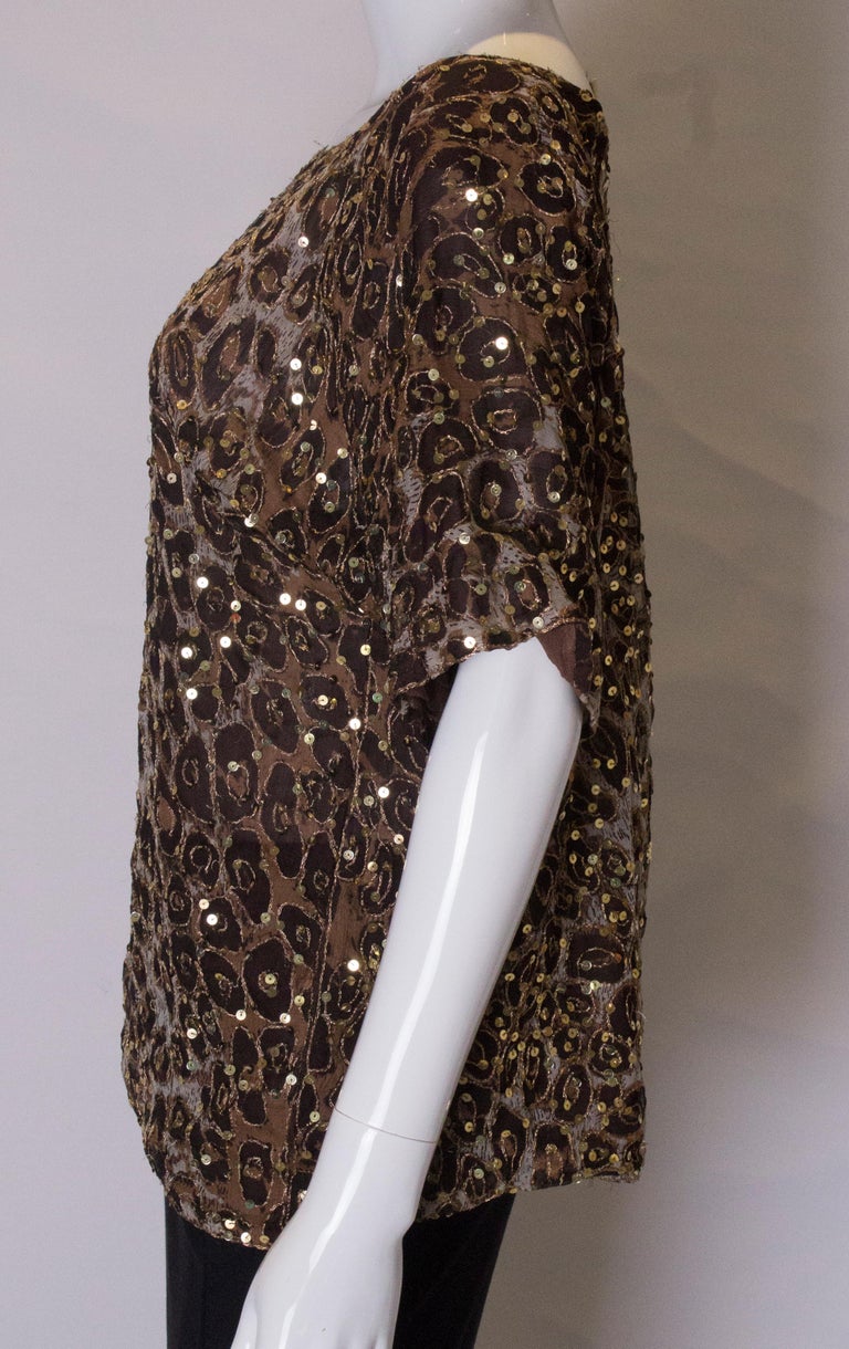 Vintage Frank Usher Sequin Animal Print Top at 1stDibs