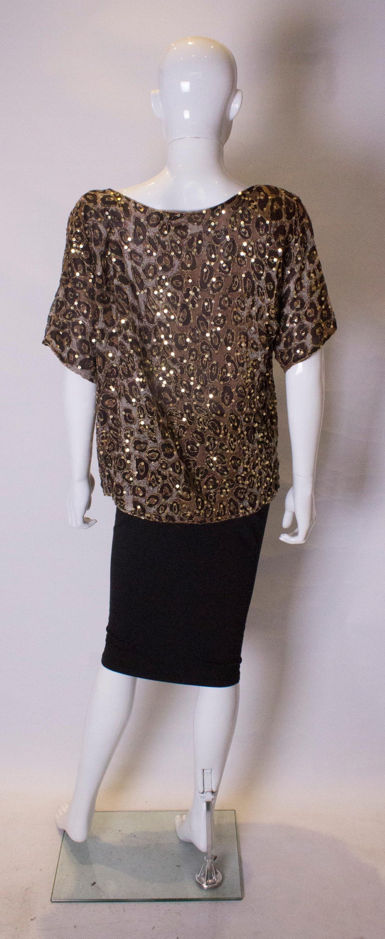 Vintage Frank Usher Sequin Animal Print Top at 1stDibs