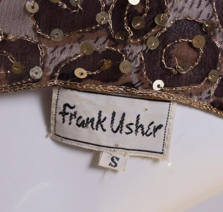 Vintage Frank Usher Sequin Animal Print Top at 1stDibs