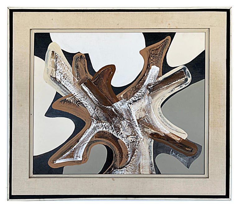 Vintage Frank Walcutt Mixed Media Abstract Painting, 1970s For Sale at ...