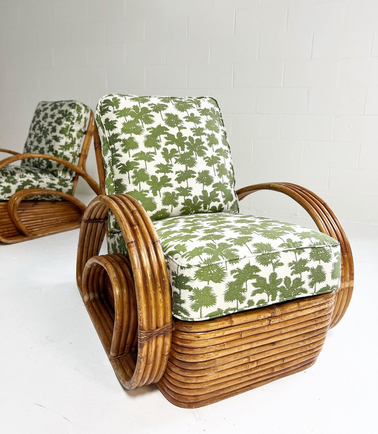 Vintage Frankl Style Rattan Chairs in Dedar Be Bop a Lula, Pair For ...