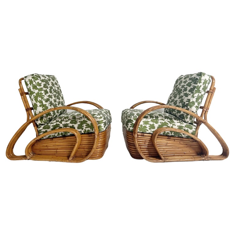 Vintage Frankl Style Rattan Chairs in Dedar Be Bop a Lula, Pair For ...
