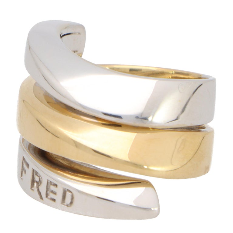 Vintage Fred Paris Coil Twist 'Success' Ring in 18k Yellow and White ...