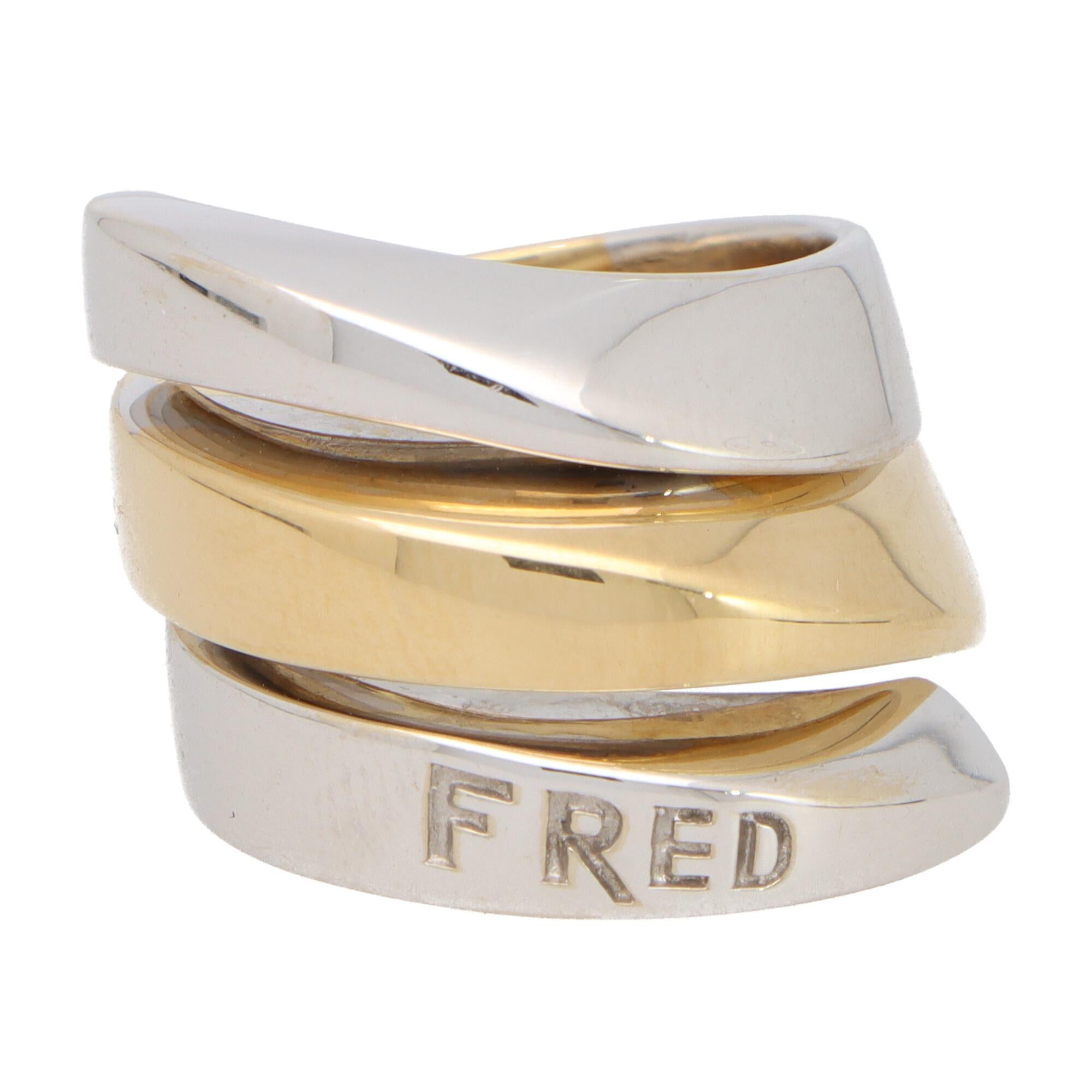 Vintage Fred Paris Coil Twist 'Success' Ring in 18k Yellow and White ...