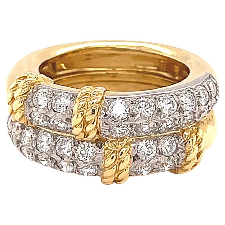 Vintage Fred Paris Diamond 18 Karat Gold Ring For Sale at 1stDibs