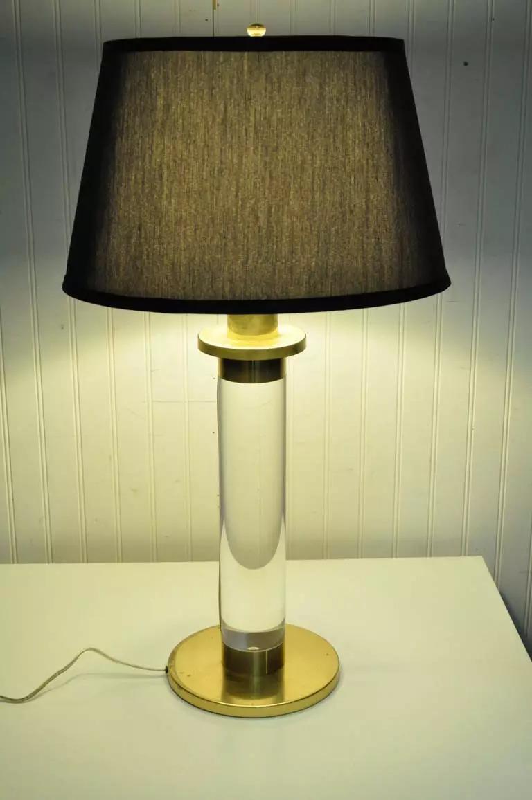 Vintage Frederick Cooper Lucite and Brass Column Table Lamp after Karl ...