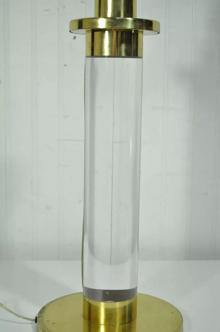 Vintage Frederick Cooper Lucite and Brass Column Table Lamp after Karl ...