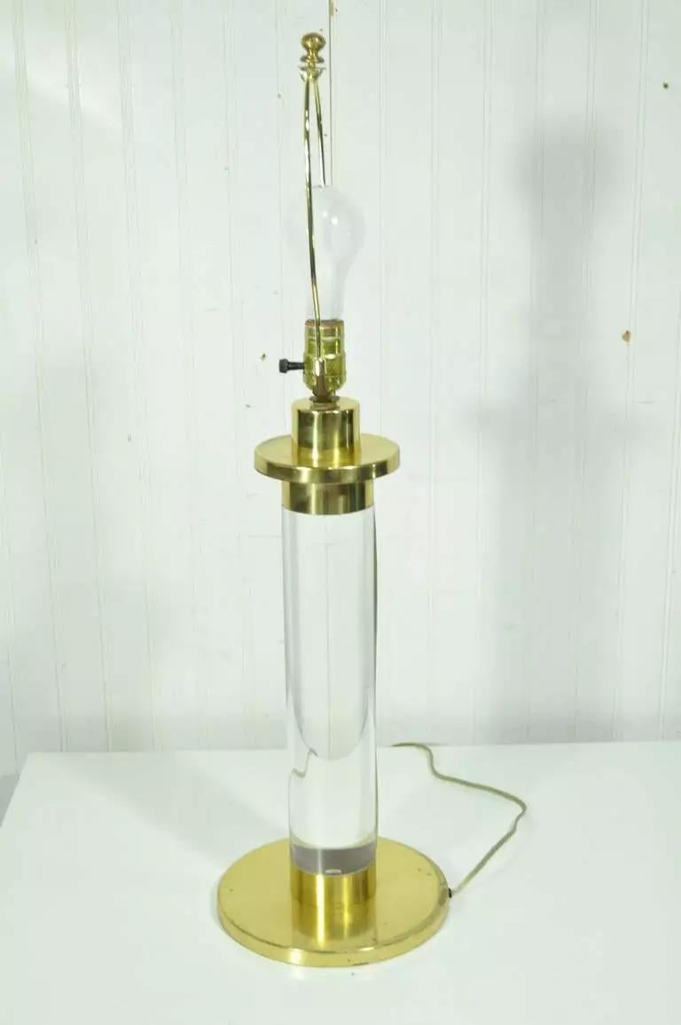 Vintage Frederick Cooper Lucite and Brass Column Table Lamp after Karl ...