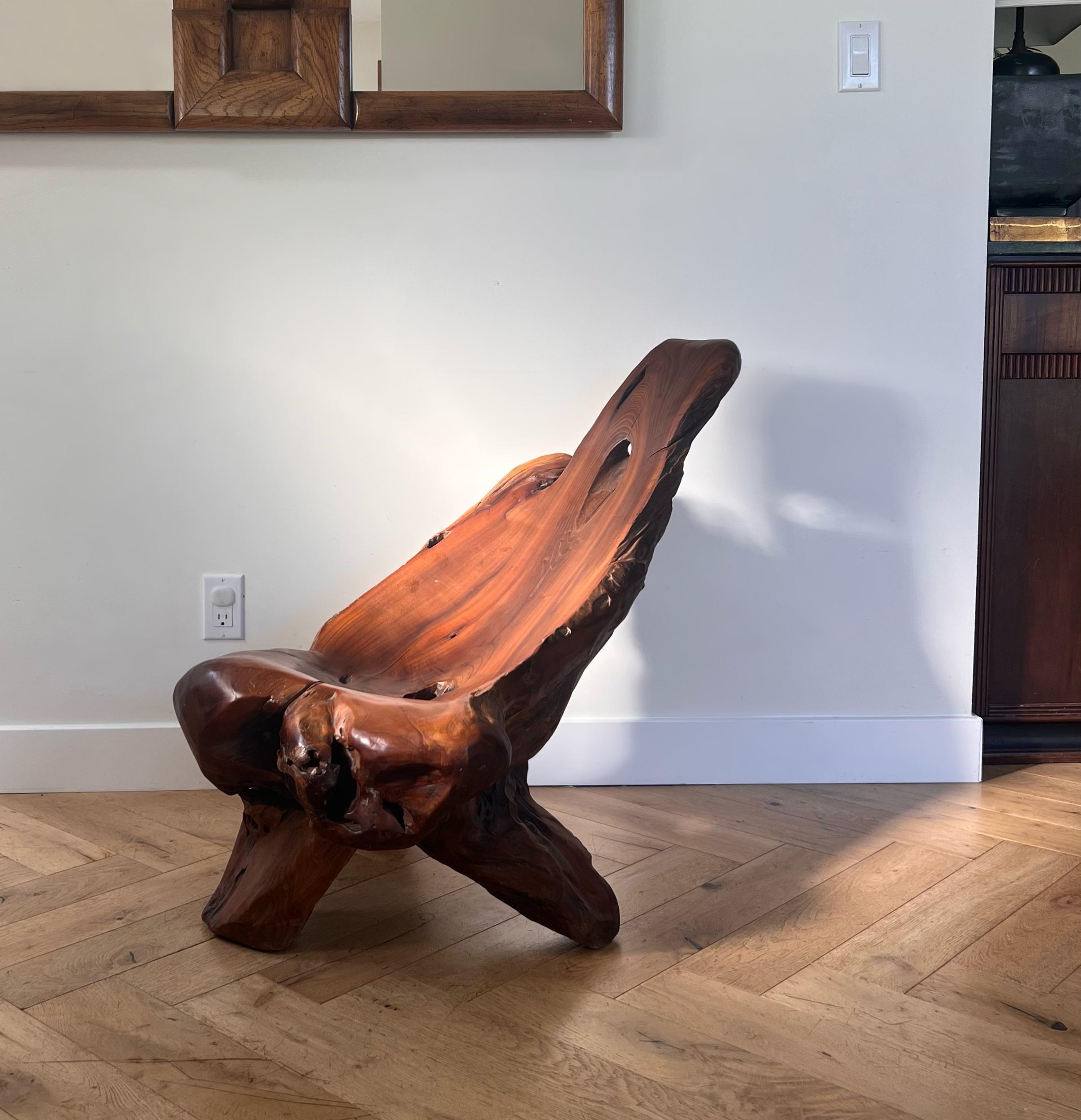 Vintage free form teak wood live edge chair, 20th century For Sale at ...