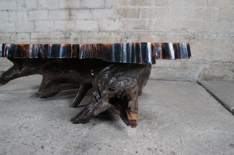 Vintage Freeform Live Edge Lacquered Burl Wood Slab Coffee Cocktail ...