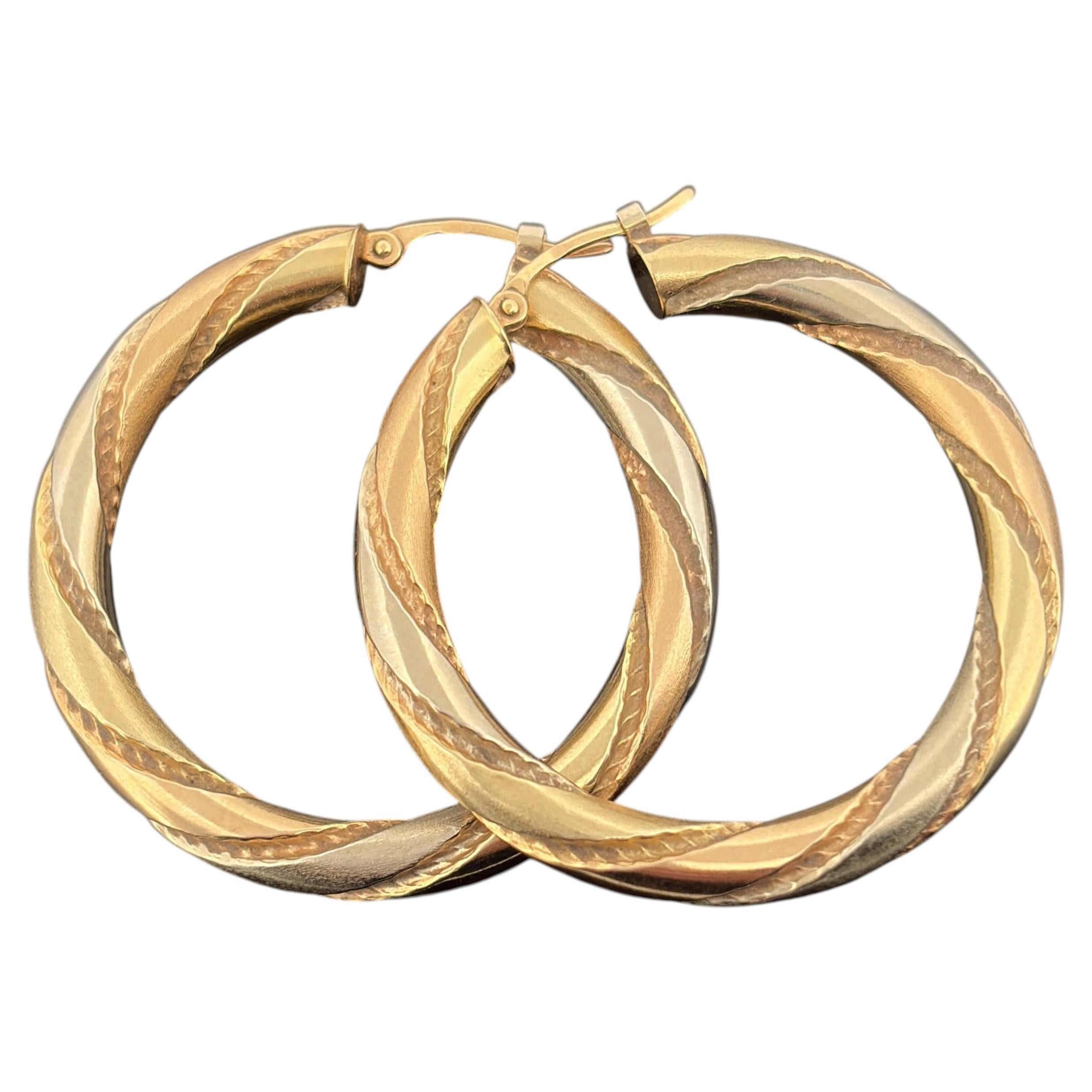 Vintage French 18K Tri-Color Gold Twisted Hollow Hoop Earrings, ca 1980 ...
