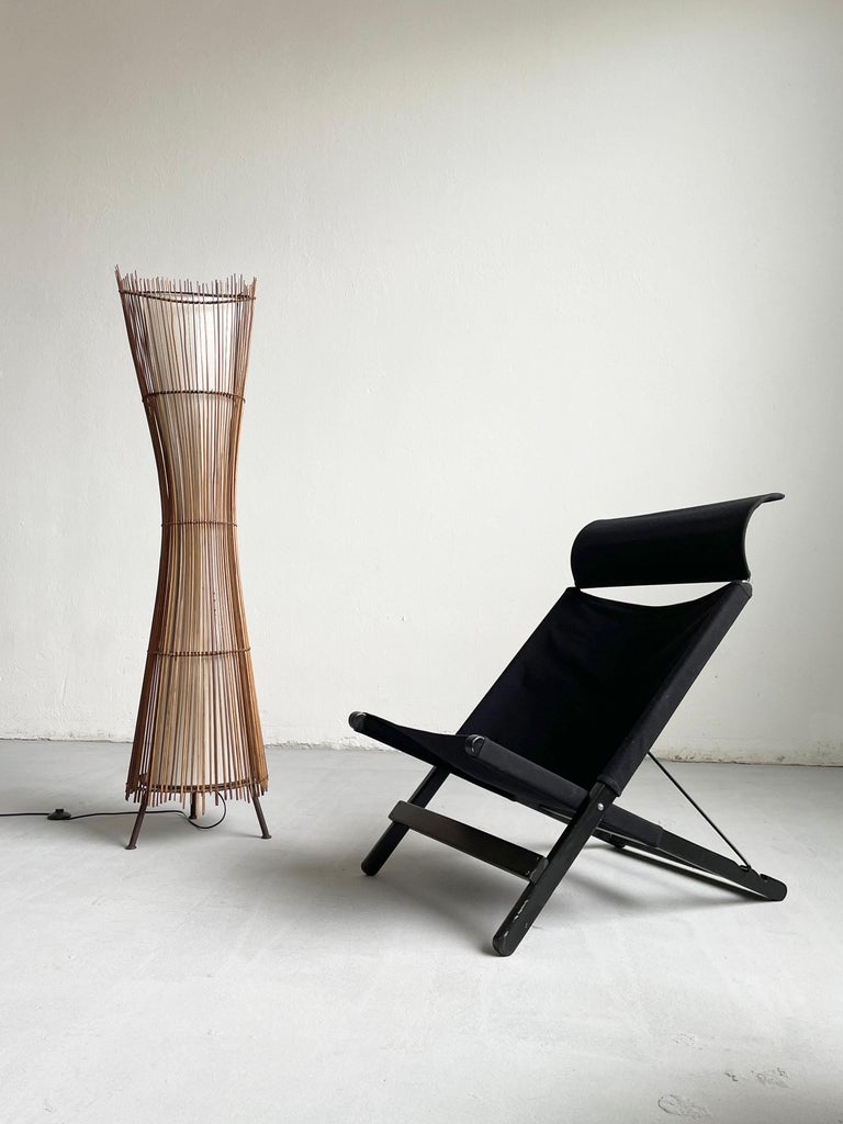 Vintage French 1980s Sculptural Floor Lamp Kobe; Bamboo, Metal and ...