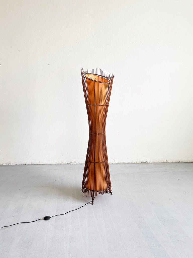Vintage French 1980s Sculptural Floor Lamp Kobe; Japandi Organic Form ...