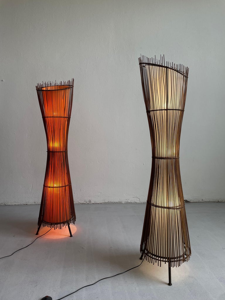 Vintage French 1980s Sculptural Floor Lamp Kobe; Japandi Organic Form ...