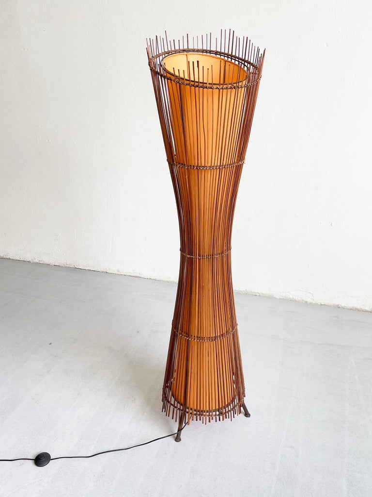 Vintage French 1980s Sculptural Floor Lamp Kobe; Japandi Organic Form ...