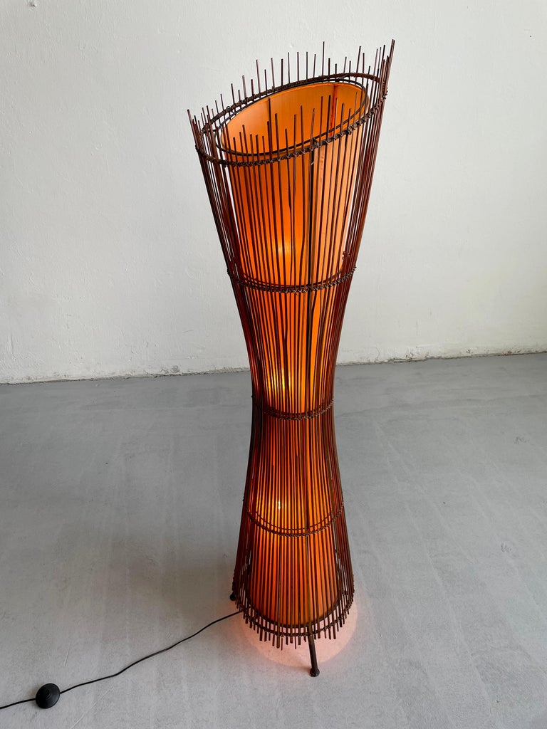 Vintage French 1980s Sculptural Floor Lamp Kobe; Japandi Organic Form ...