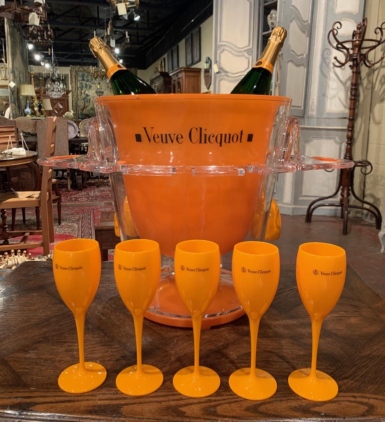 Vintage French Acrylic "Veuve Clicquot" Champagne Cooler and Ten ...