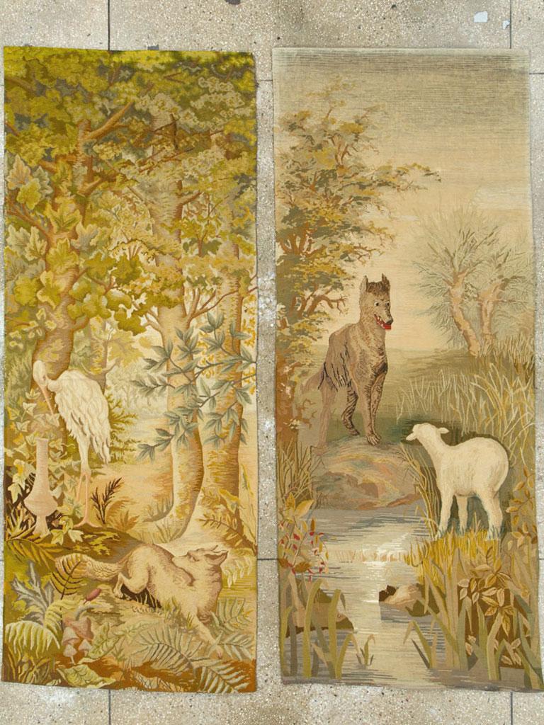 Vintage French Aesopian Tapestry For Sale at 1stDibs