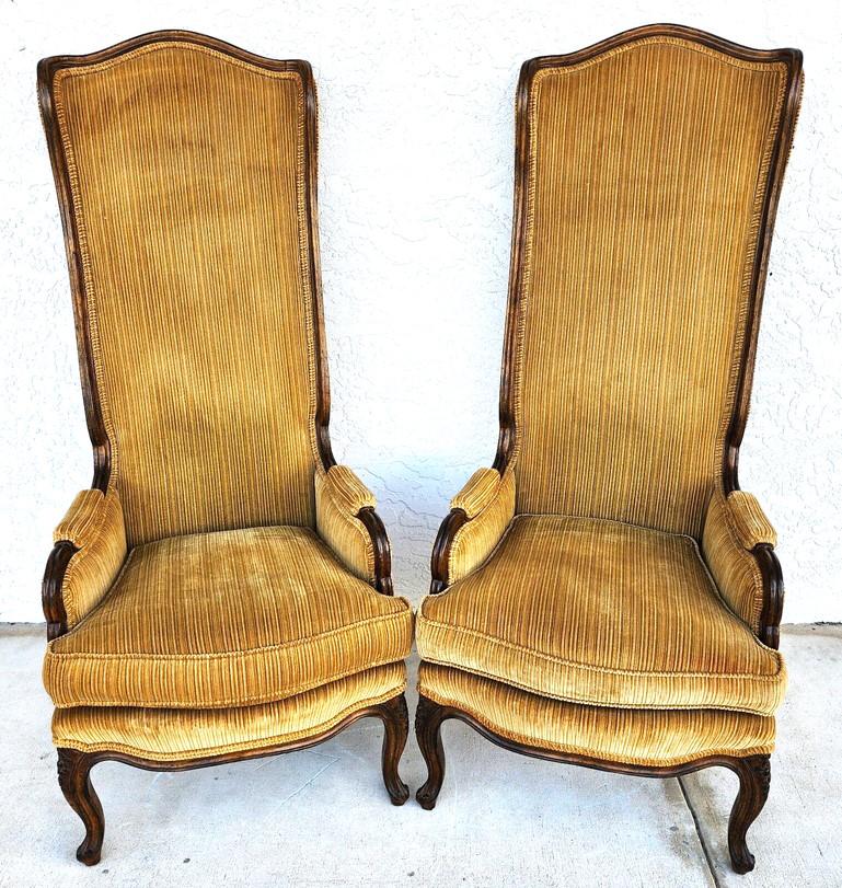 Vintage French Armchairs Wingback by Lewis Mittman, a Pair at 1stDibs