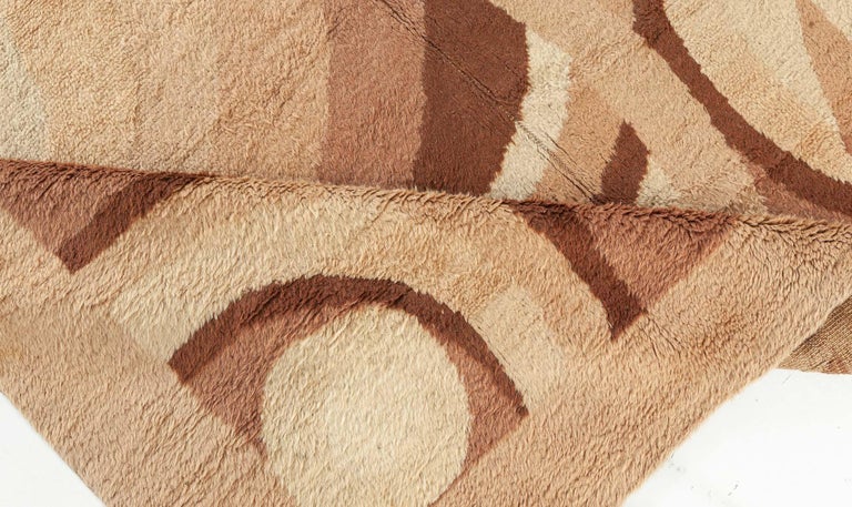 Vintage French Art Deco Brown and Beige Wool Rug by D.i.M. For Sale at ...