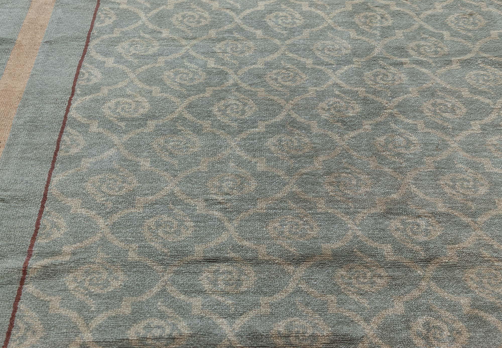 Vintage French Art Deco Handwoven Wool Rug For Sale at 1stDibs