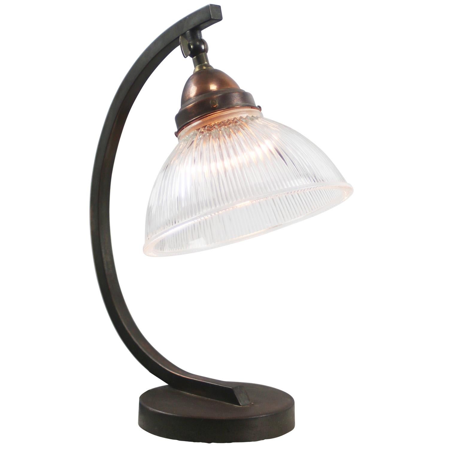 Vintage French Art Deco Iron Holophane Glass Table Desk Light For Sale ...