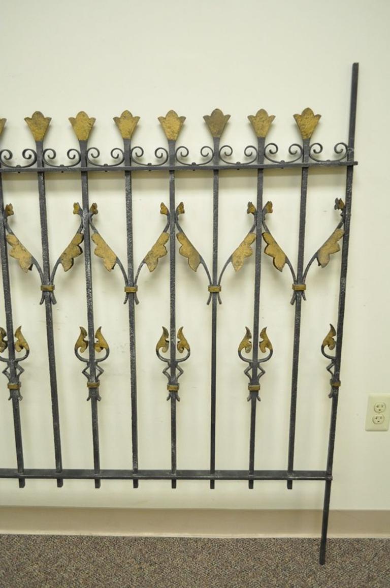 Vintage French Art Nouveau Gilt Wrought Iron Full Size Bed Headboard ...