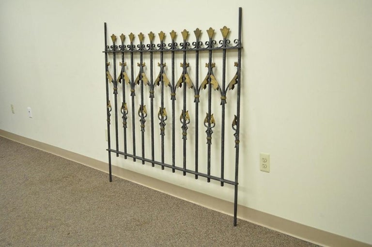 Vintage French Art Nouveau Gilt Wrought Iron Full Size Bed Headboard ...