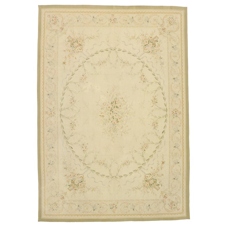 Vintage French Aubusson Chinese Area Rug with Chintz Victorian Style at ...