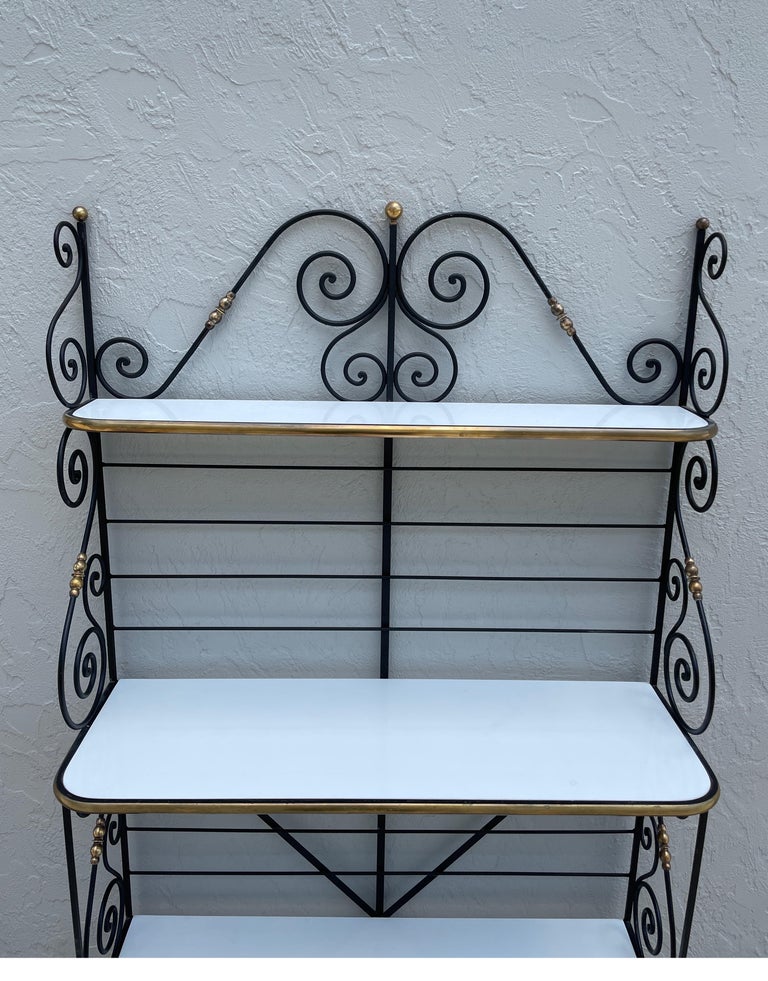 Vintage French Baker's Rack with Milk Glass Shelves at 1stDibs