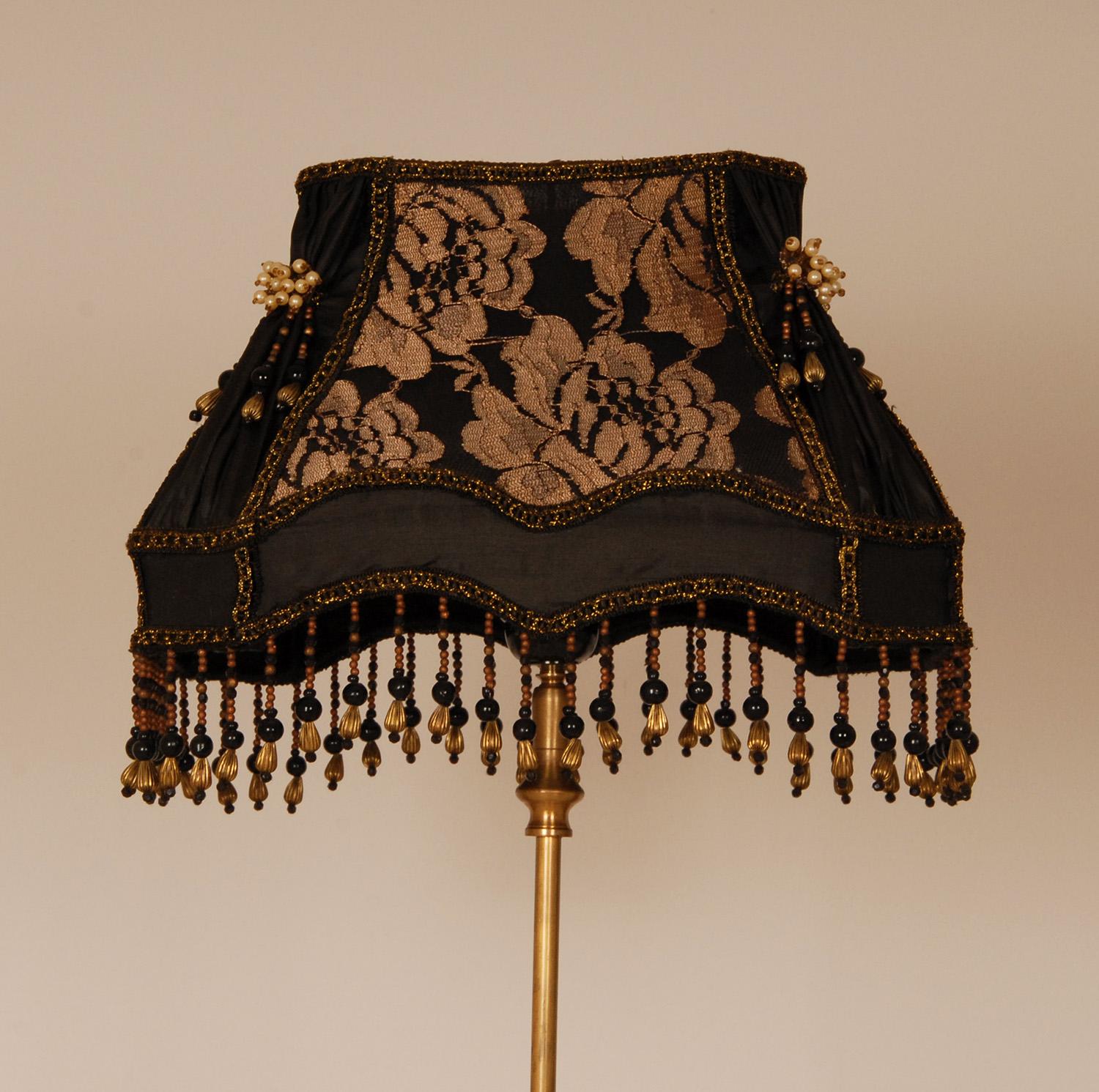 Vintage French Baroque Lamp Fringed Beaded 1970s Gold and Black For ...