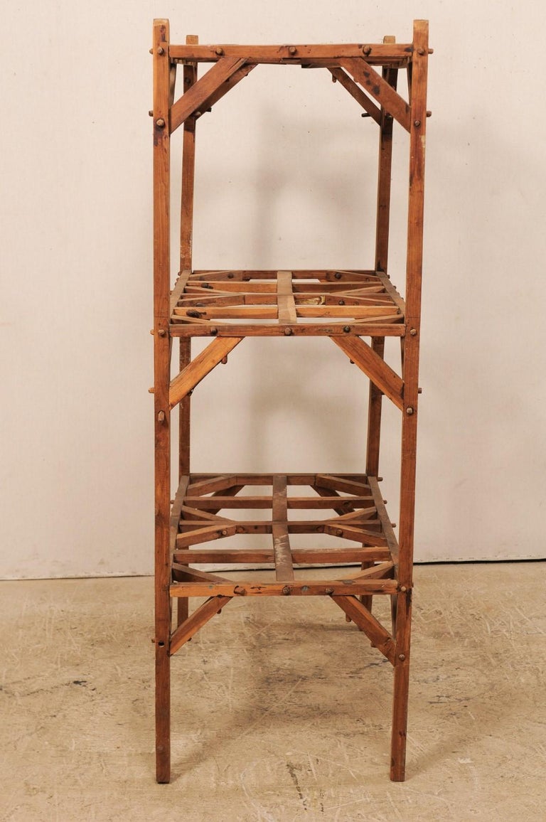 Vintage French Beautifully Crafted Open Wood Shelving Unit at 1stDibs