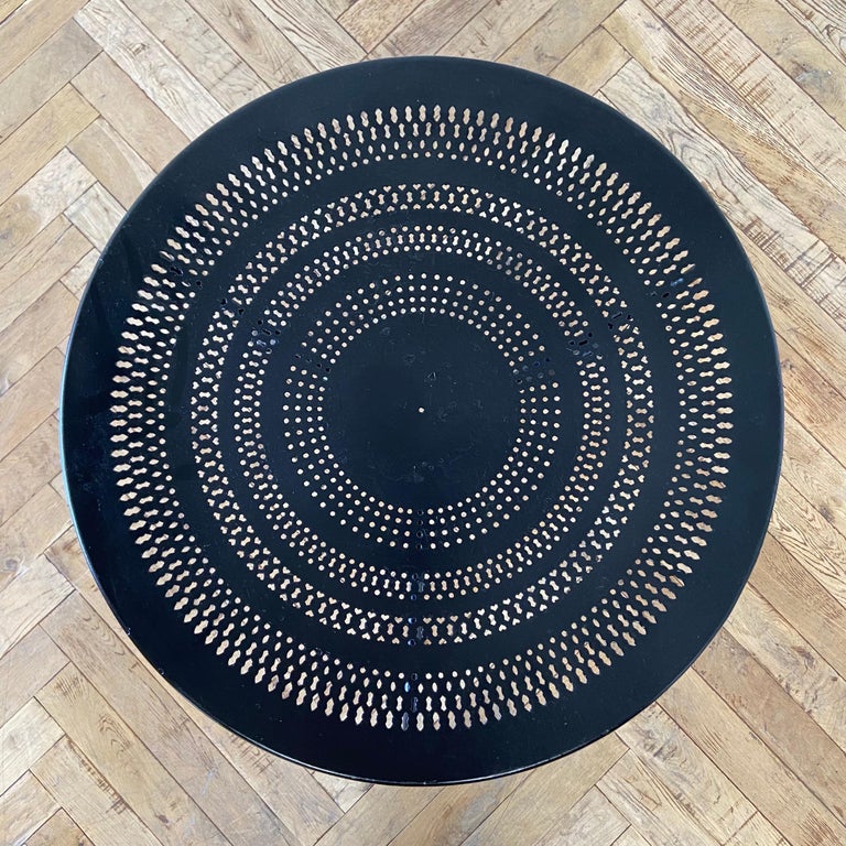 Vintage French Black Metal Outdoor Side Table For Sale at 1stDibs