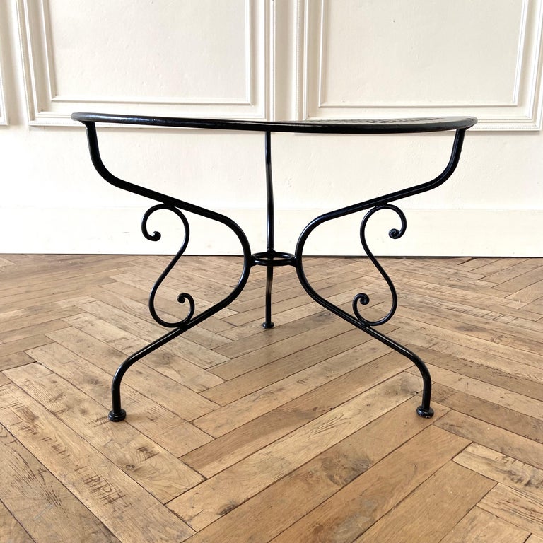 Vintage French Black Metal Outdoor Side Table For Sale at 1stDibs