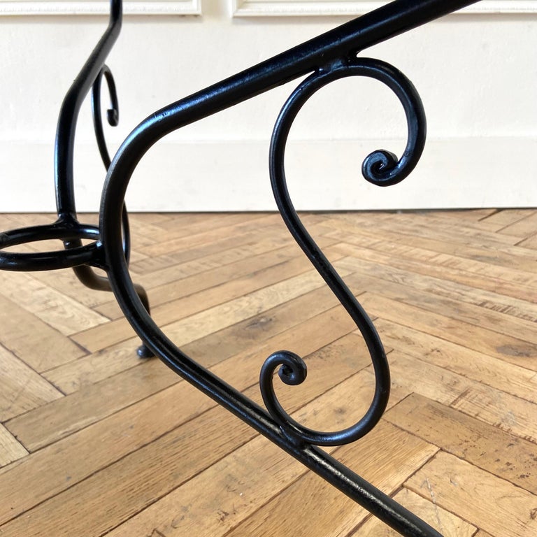 Vintage French Black Metal Outdoor Side Table For Sale at 1stDibs