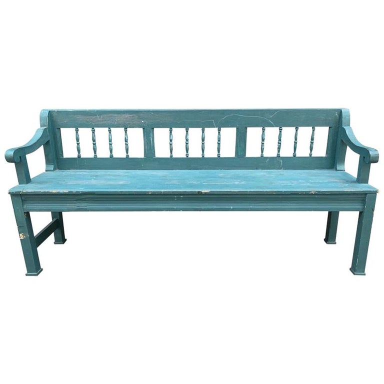 Vintage French Blue Bench at 1stDibs