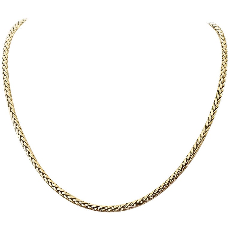 Vintage French Braided Gold Necklace at 1stDibs