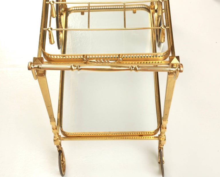 Vintage French Brass Tea or Bar Cart with Removable Tray at 1stDibs
