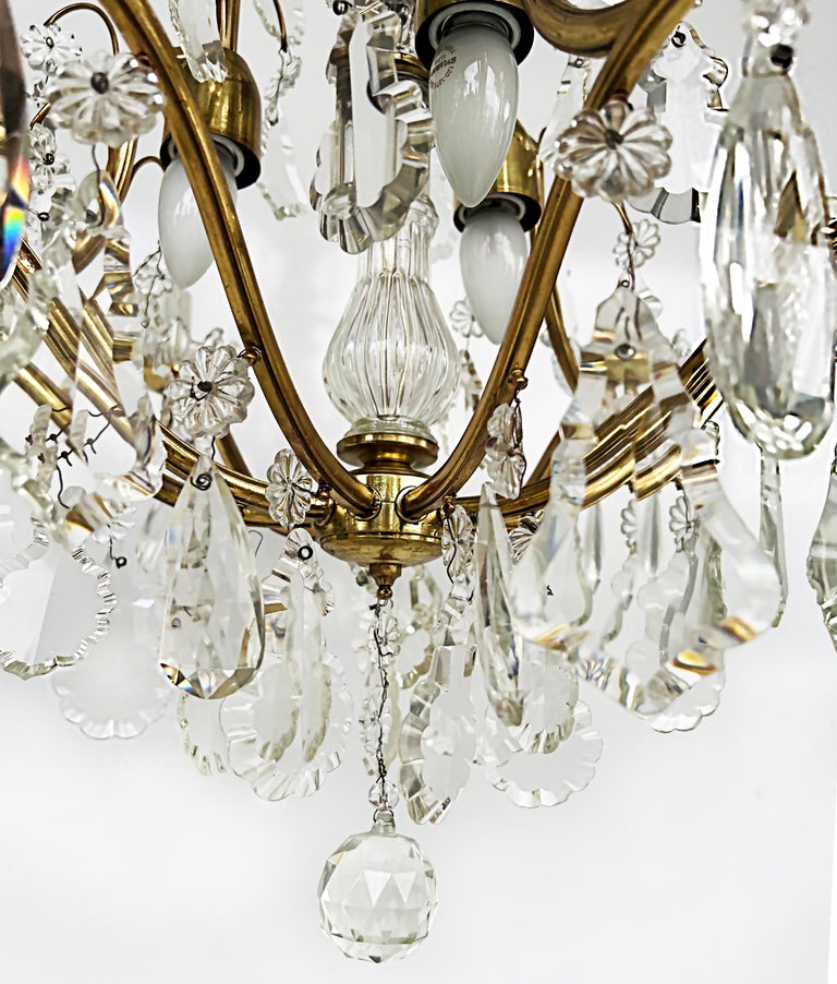 Vintage French Bronze 10 Arm Cut Crystals Chandelier and Bobeches For ...