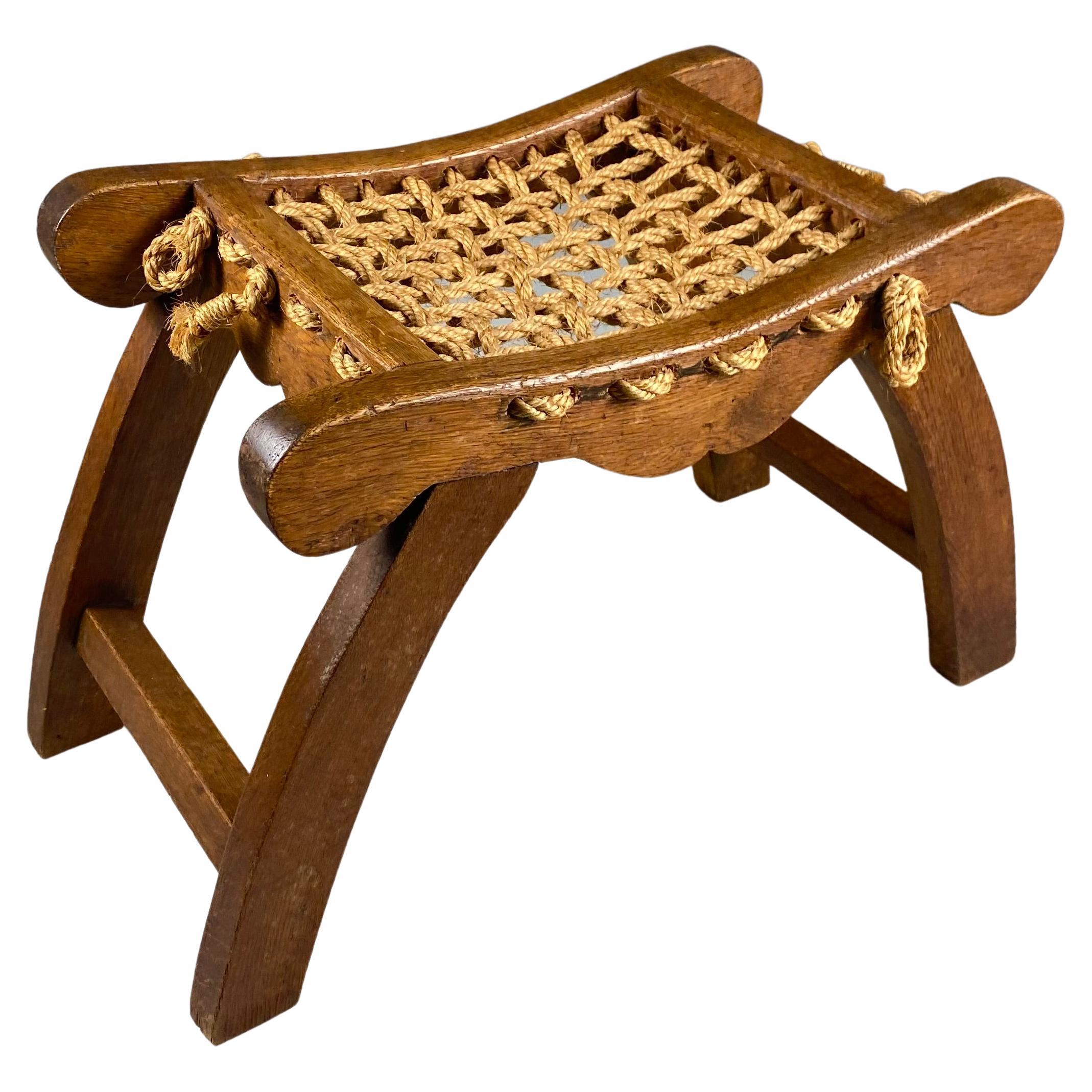 Vintage French Oak and Leather Brutalist Fishbone Chairs, 1970s at 1stDibs