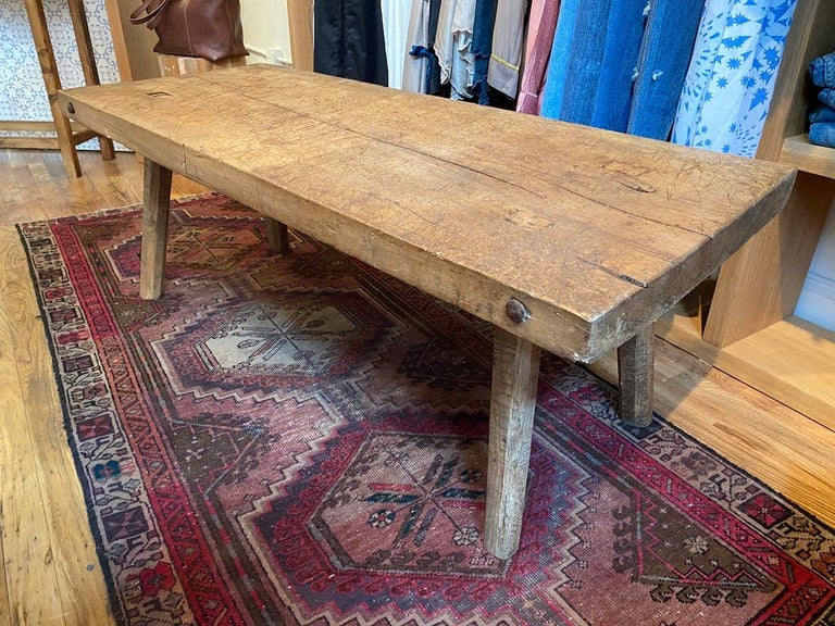 Vintage French Butcher Block Coffee Table at 1stDibs