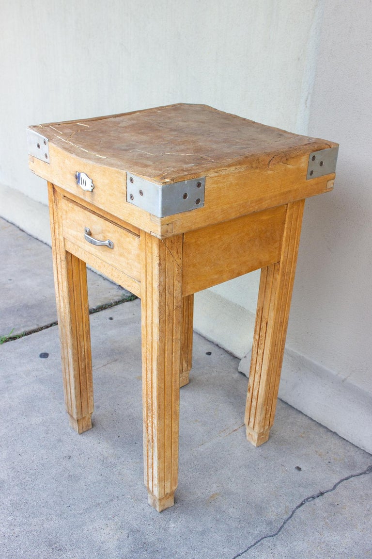 Vintage French Butcher Block Table with Drawer at 1stDibs | butcher ...