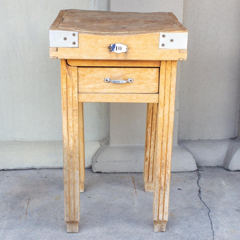 Vintage French Butcher Block Table with Drawer at 1stDibs | butcher ...