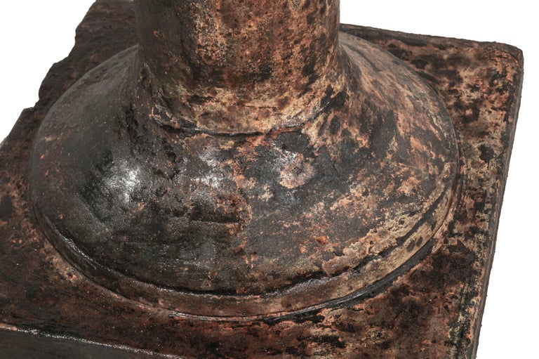 Vintage French Cast Iron Architectural Column with Weathered Limestone ...