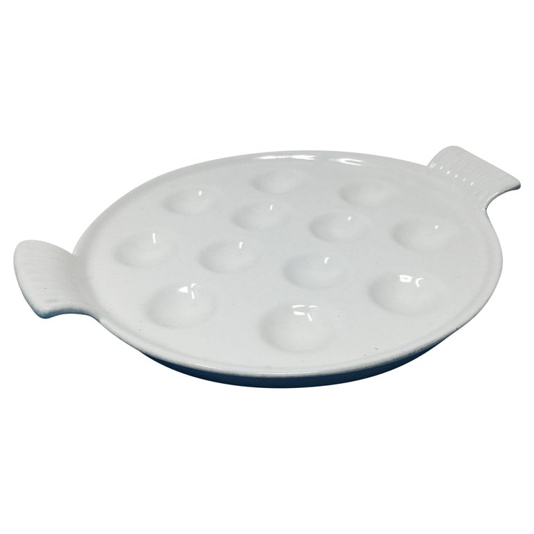 Vintage French Cast Iron Enamel Escargot Plate at 1stDibs