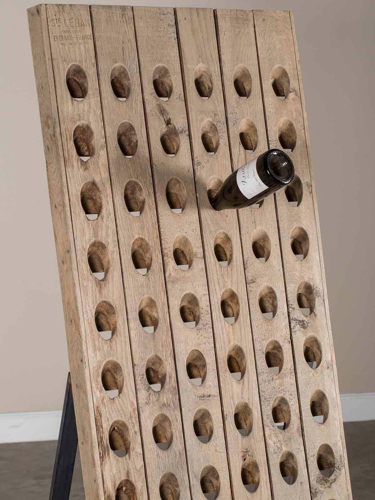 Vintage French Champagne Riddling Wine Rack Custom Mounted on an Iron ...