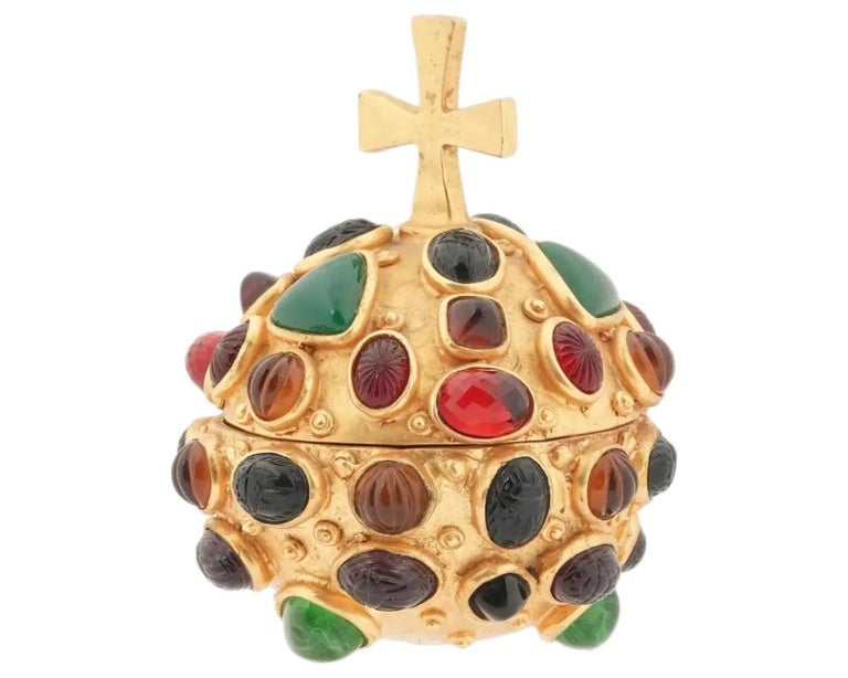 Vintage French Costume Gripoix Style Orbe Box For Sale at 1stDibs