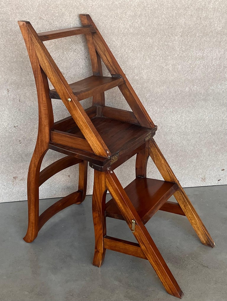 Vintage French Country Carved Oak Metamorphic Folding Chair Step Ladder ...