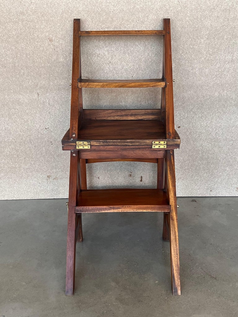 Vintage French Country Carved Oak Metamorphic Folding Chair Step Ladder ...