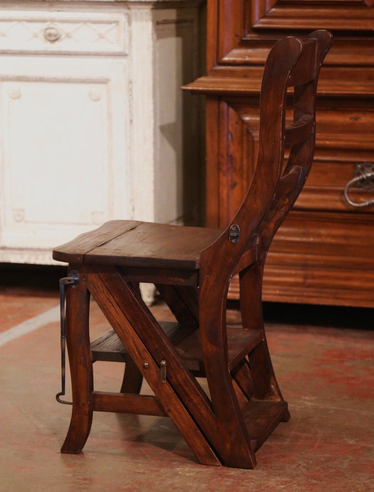 Vintage French Country Carved Oak Metamorphic Folding Chair Step Ladder ...